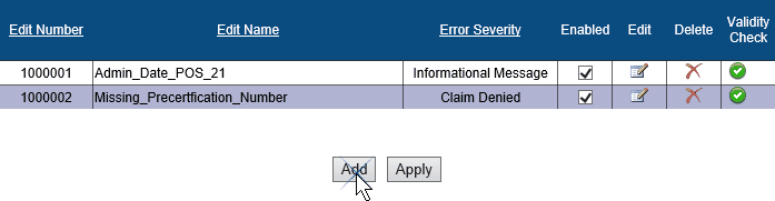 User Defined Edit Maintenance