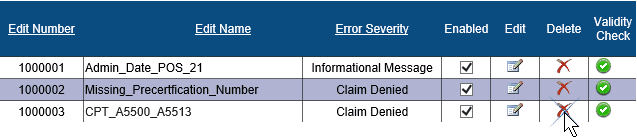 User Defined Edit Maintenance