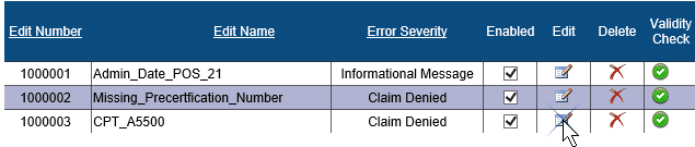 User Defined Edit Maintenance